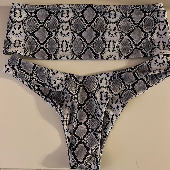 Zaful | Swim | Snake Skin Strapless Bikini Set | Poshmark